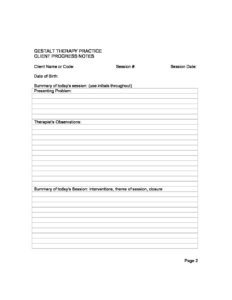 CLIENT PROGRESS NOTES FORM 1 | The Gestalt Institute of Toronto